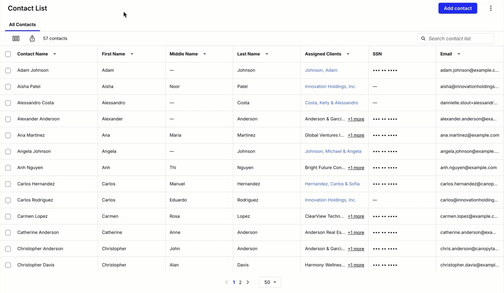 2.1 Navigating Client, Contact Lists & Records – Canopy Onboarding