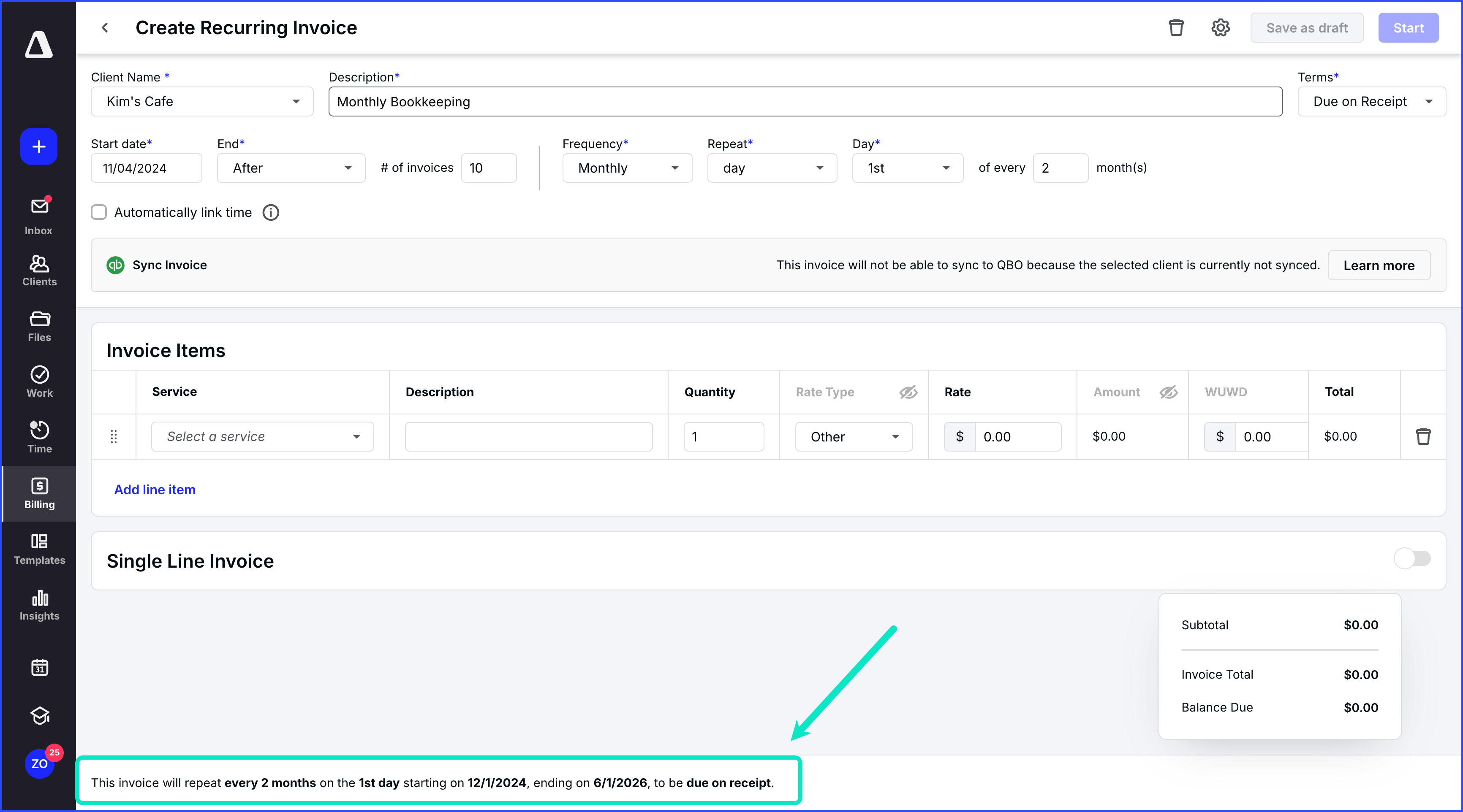 8.3 Create Recurring Invoices – Canopy Onboarding